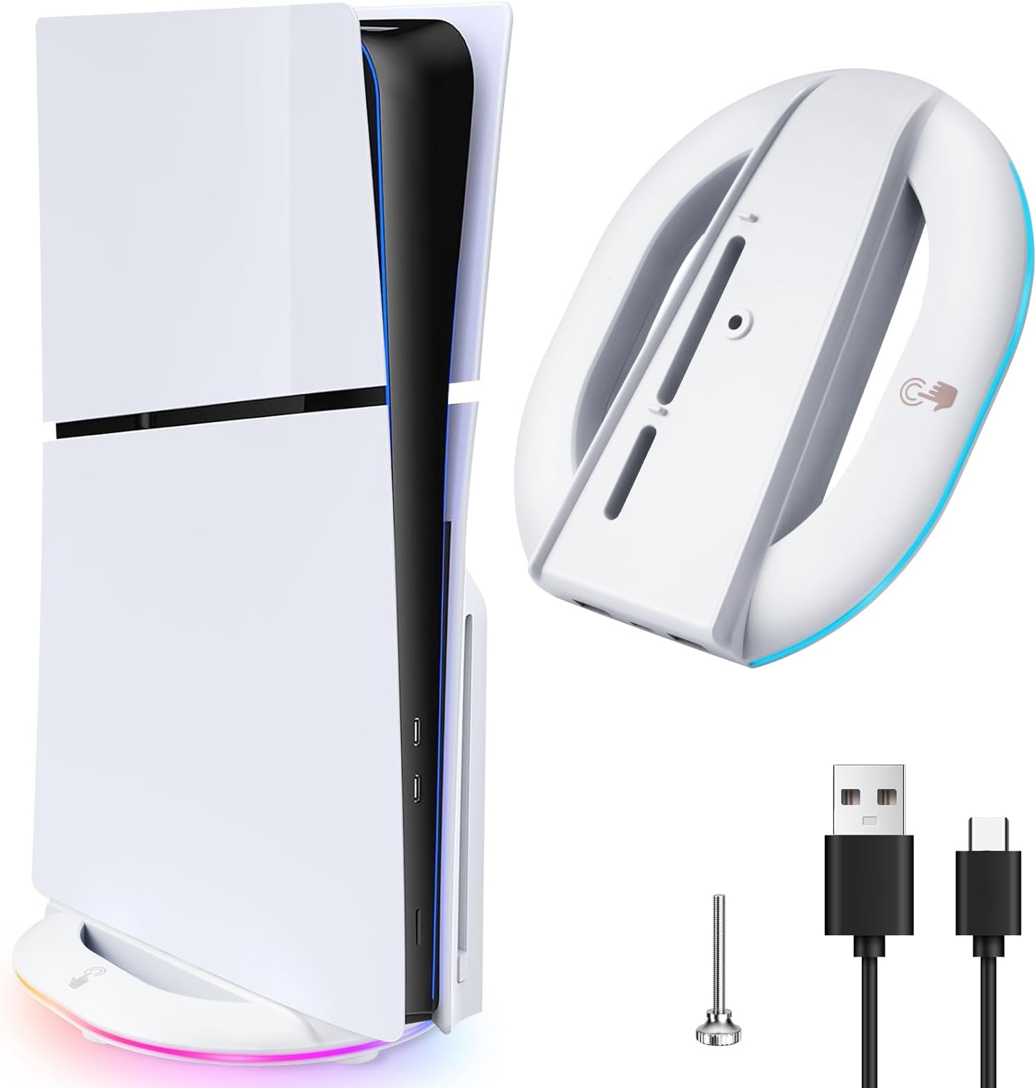 Amazon.co.jp: 【PS5 Slim 対応】PS5 Slim用 スタンド 縦置き RGB コントローラー 充電スタンド ...