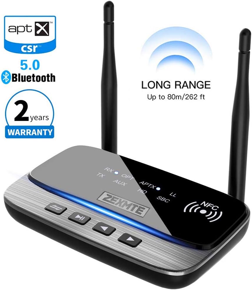 ZEXMTE Long Range Bluetooth 5.0 Transmitter Receiver 3 in 1 Wireless ...