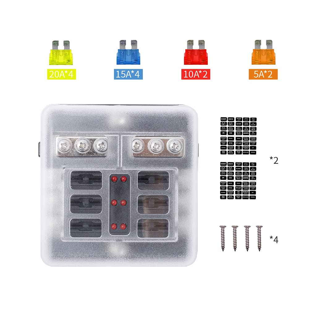Snapklik.com : Fuse Block, 12-24V Marine Fuse Block Waterproof Boat ...