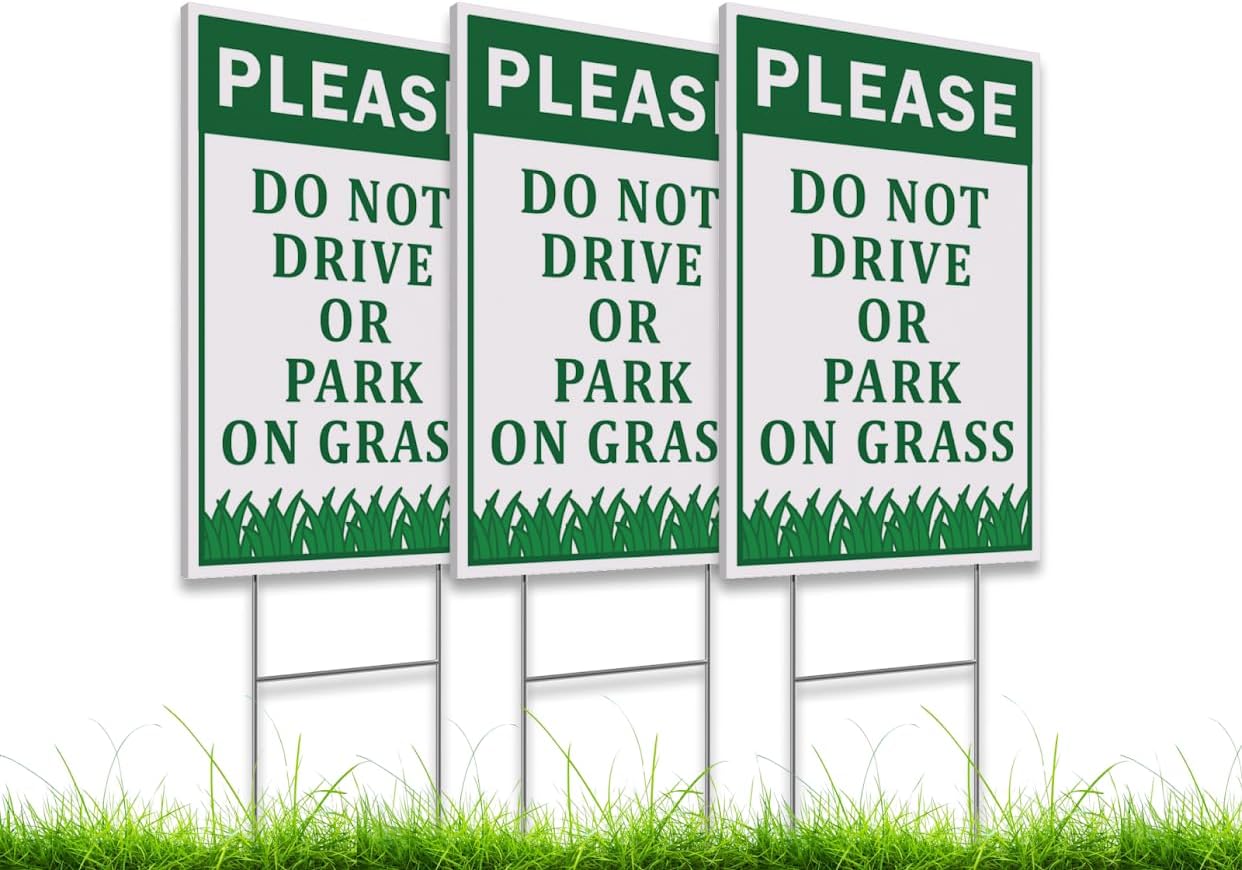 Amazon.com : Please Do Not Drive Or Park On Grass Yard Sign 2 Pack, 16 ...