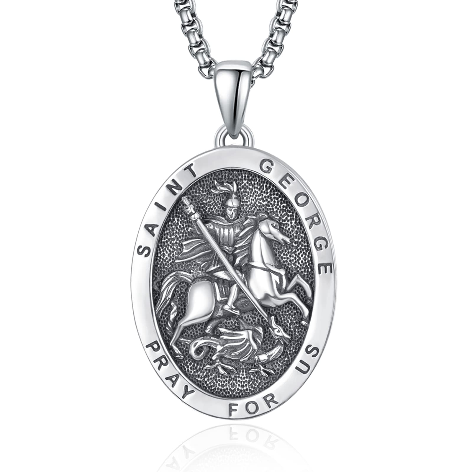 Snapklik.com : St George And The Gragon Medal Sterling Silver Saint ...