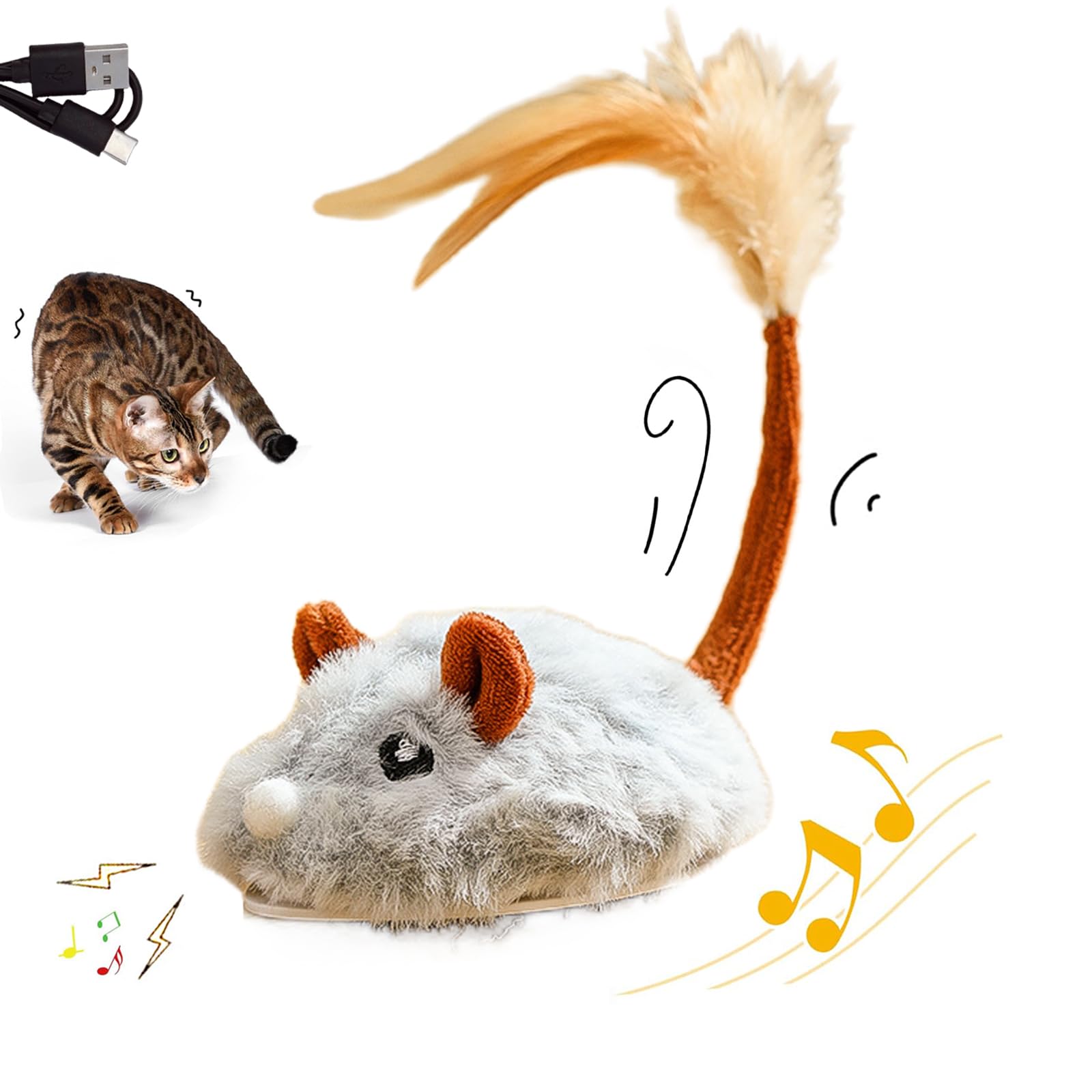 Amazon.com : MZINGALL Interactive Cat Toy Mouse, Moving Mouse Automatic ...