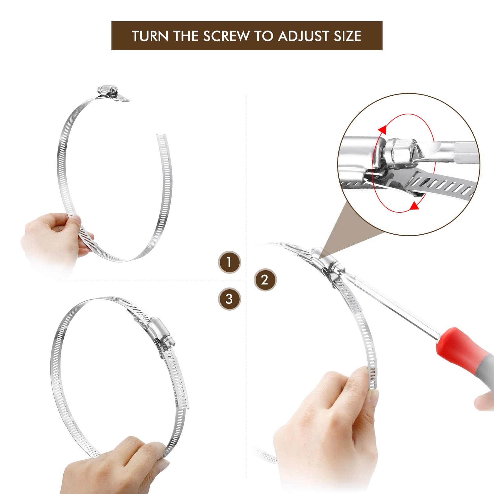 Snapklik.com : Ripeng Hoses Clamps Worm Duct Clamps Stainless Steel ...