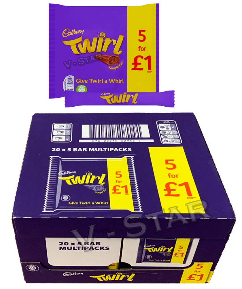 CADBURY Twirl Chocolate 20 x 5 BAR Multi Packs Full Box Original ...