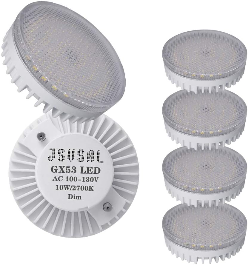 JSVSAL (4-Pack Dimmable 10W 120V GX53 LED Light Bulbs,Warm White 2700K ...