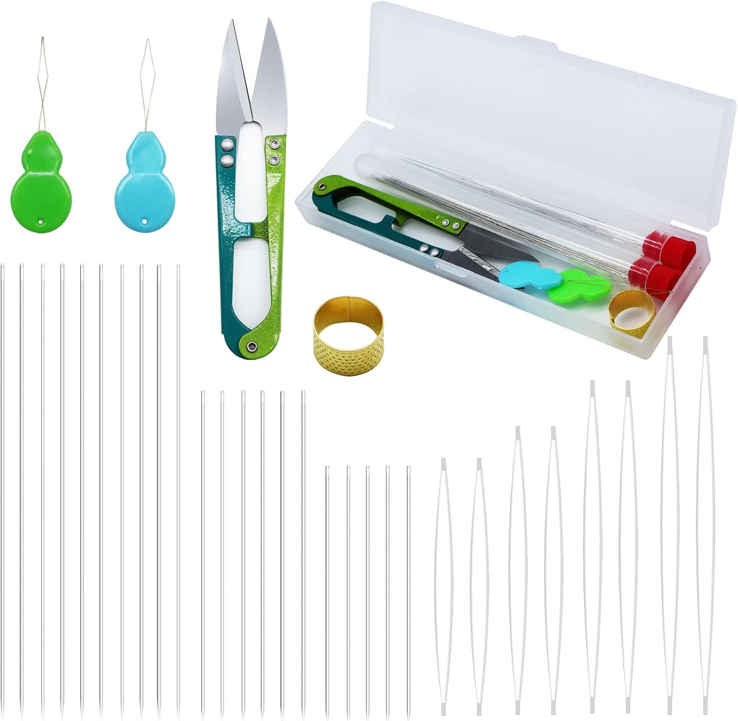 Amazon.com: 32 Pcs Beading Needles Set,Include 20 Pcs Beading Needles ...