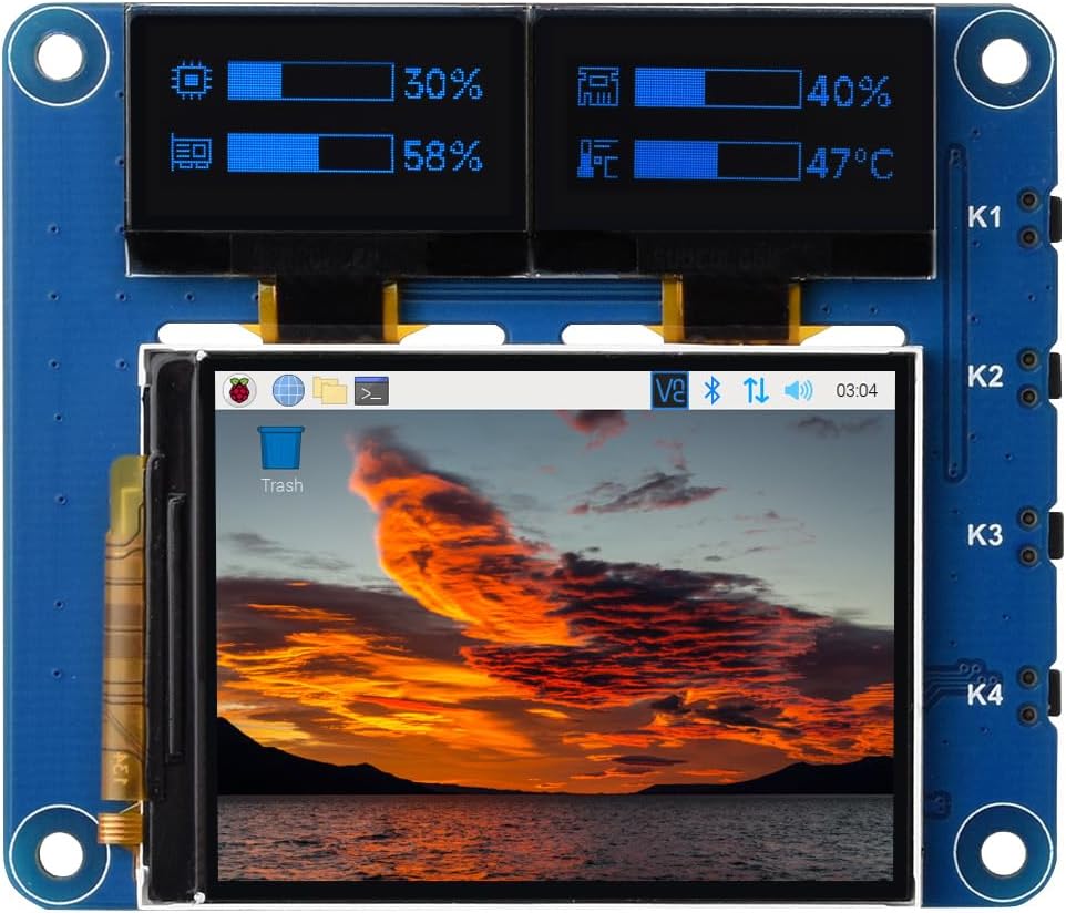 Amazon.com: Waveshare OLED/LCD HAT, Onboard 2inch IPS LCD Main Screen and Dual 0.96inch Blue ...