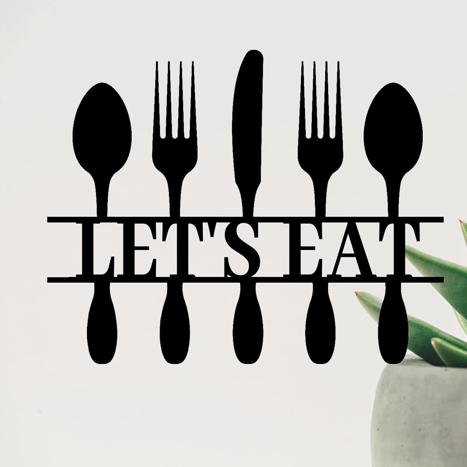 Amazon.com: Kitchen Metal 12" Sign, Metal Kitchen Wall Art, Let's Eat ...