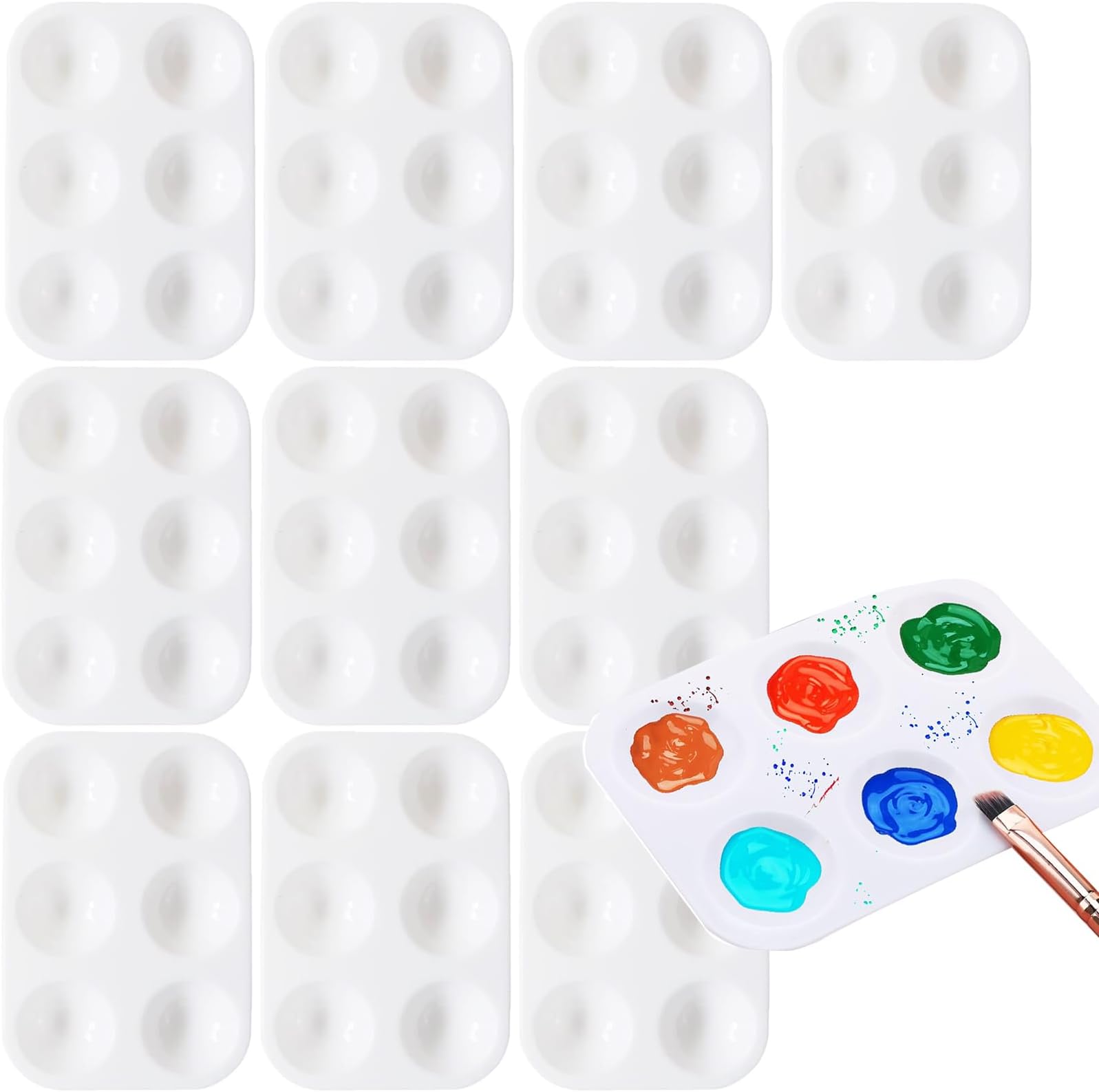 15 Pcs Paint Palette Tray - Mini Mixing Pallet With 6 Wells for ...