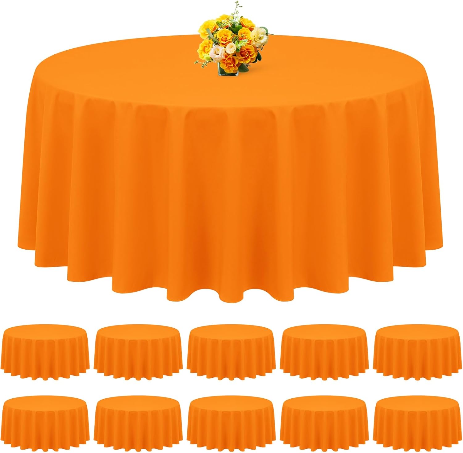 10 Pack Round Tablecloth 90 Inch Orange Round Tablecloth Stain and ...