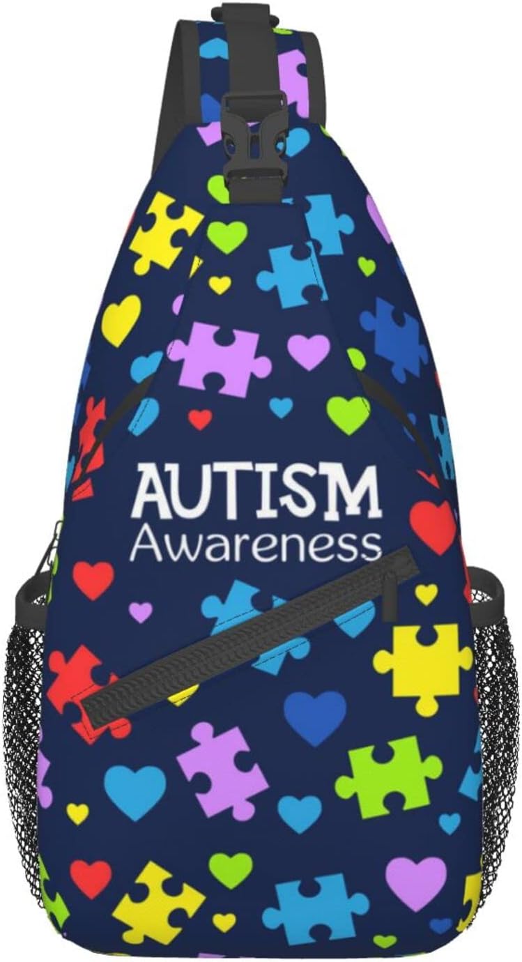 Amazon.com | Cute Autism Awareness Sling Backpack, Multipurpose ...