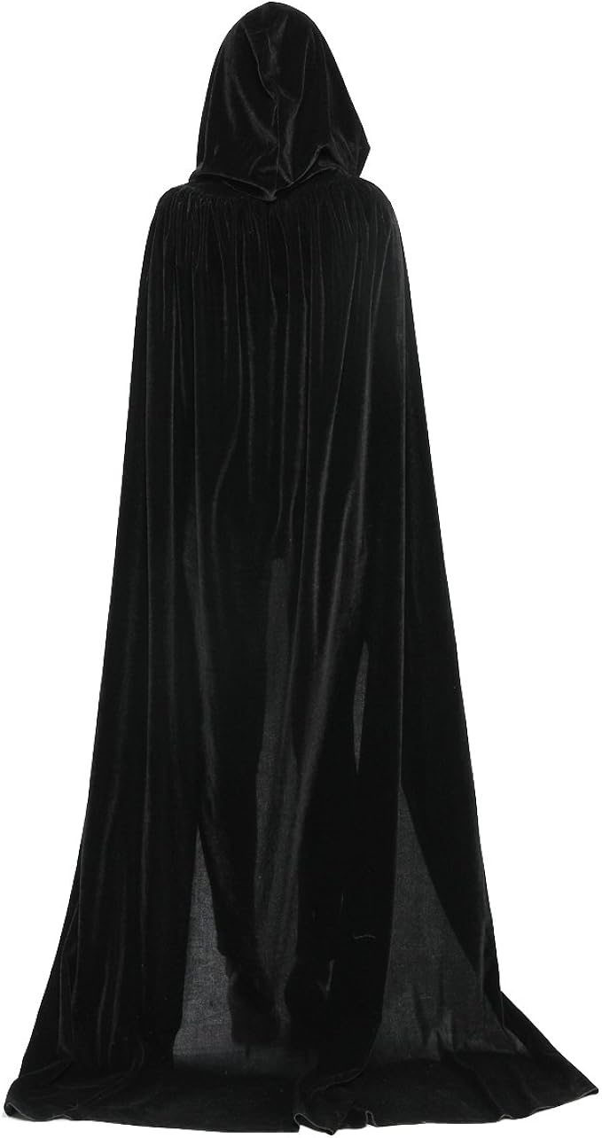 Cloak with Hood Costume Hooded Cape Crushed Velvet For Men Women (43 ...