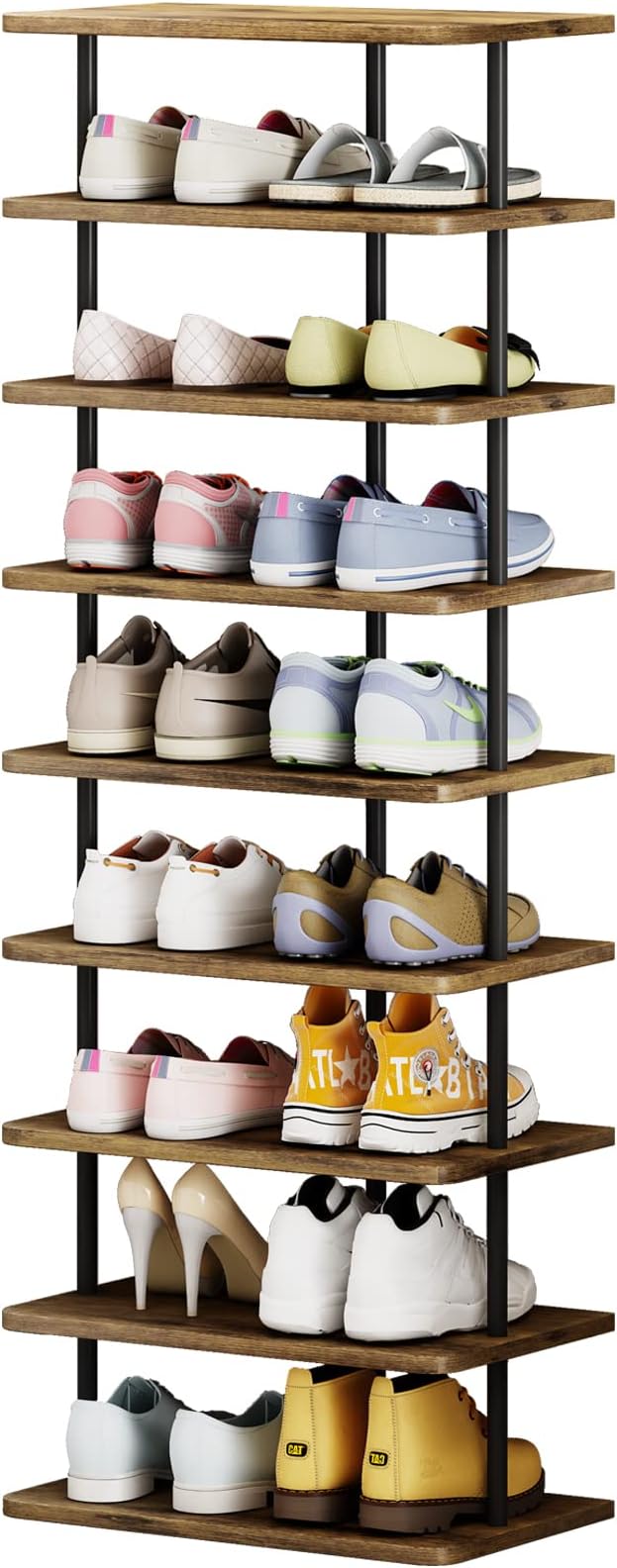Amazon.com: AZERPIAN Shoe Rack 9 Tier Vertical Storage Organizer Double ...