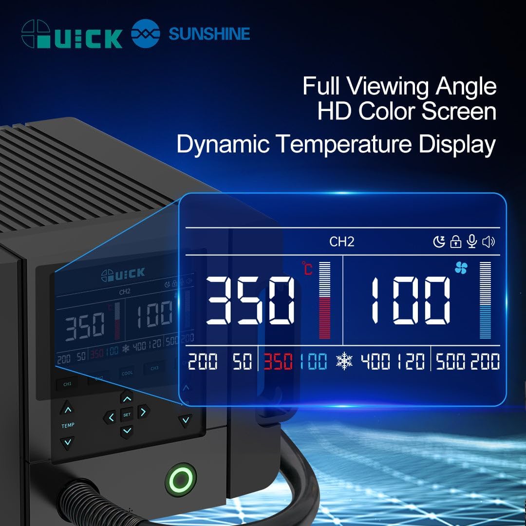 Quick 861 Pro Rework Station Digital Intelligent Hot Air 1000W SMD De ...