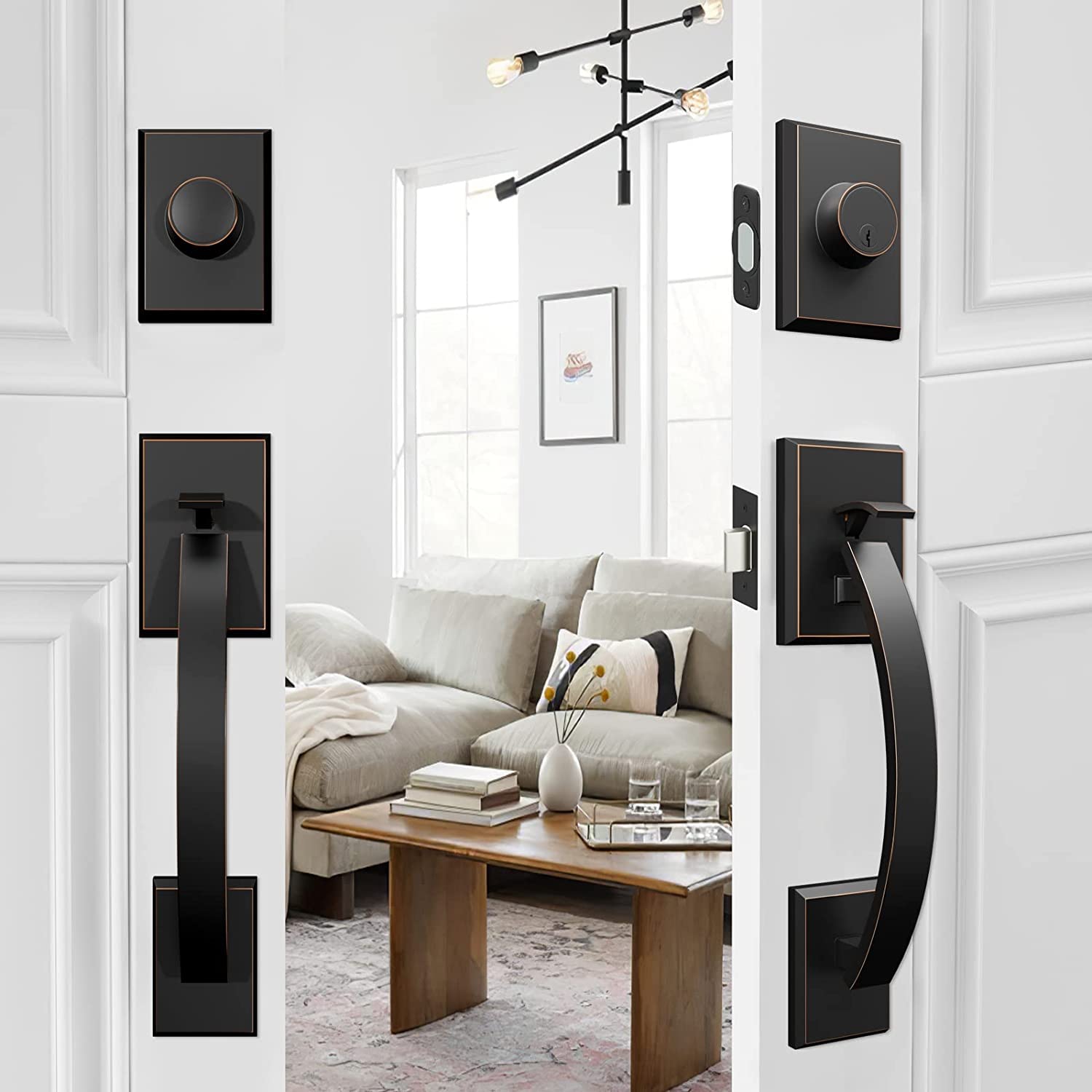 NeuType Front Door Lock Set Double Door Lock Set Double Door Handle Set ...