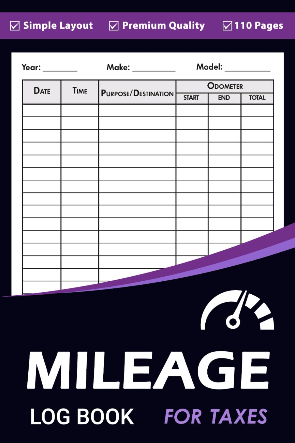 Mileage Log Book: Mileage Tracker Journal for Business, Personal Taxes ...