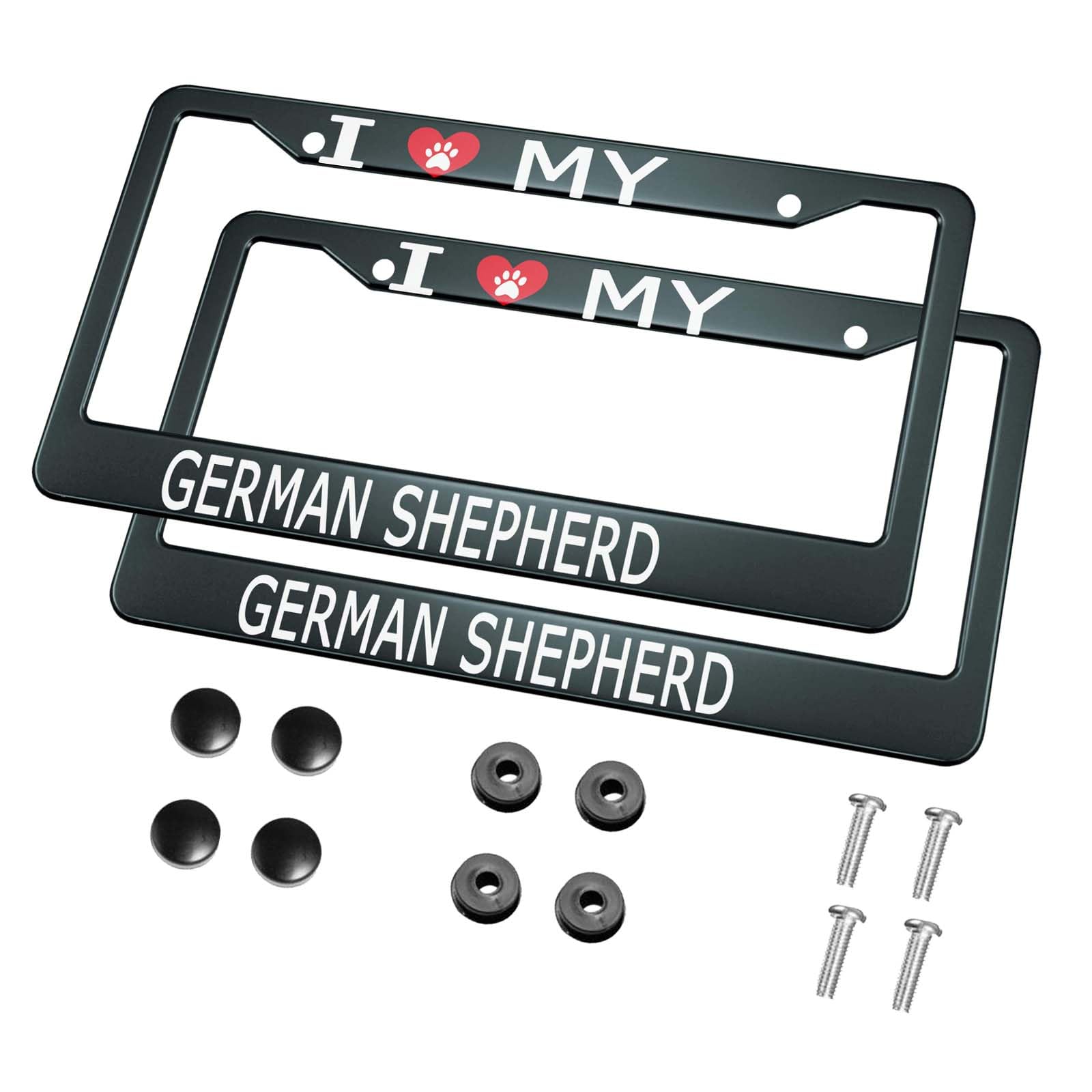 Amazon.com: HOSNYE I Love My German Shepherd License Plate Frame Black ...