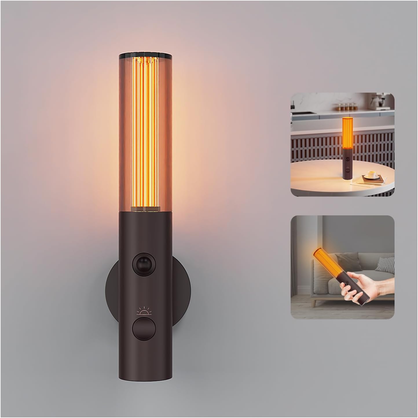Hireath Portable Smart LED Battery Powered Wall Sconce Stick On Lights ...