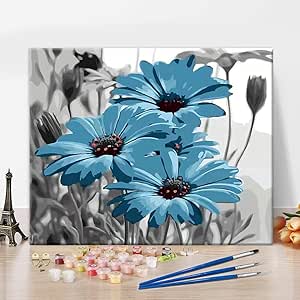 TISHIRON Malen nach Zahlen für Erwachsene Anfänger, Gänseblümchen Blumen Malen nach Zahlen Kits ...