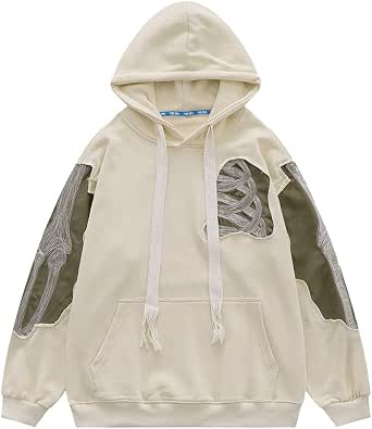 COOLMONAR Men's Vintage Oversized Embroidery y2k Hoodie Streetwear Zip ...