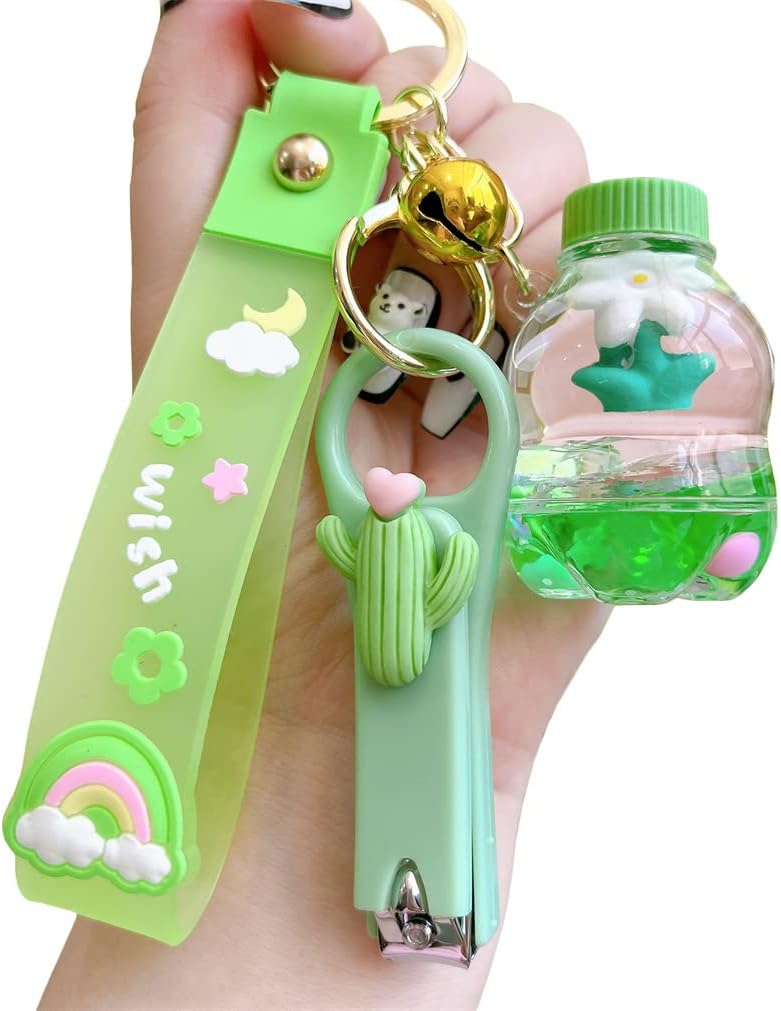 Amazon.com: Ergugos Acrylic Oil Floating Flower Keychain Bottle Cactus ...