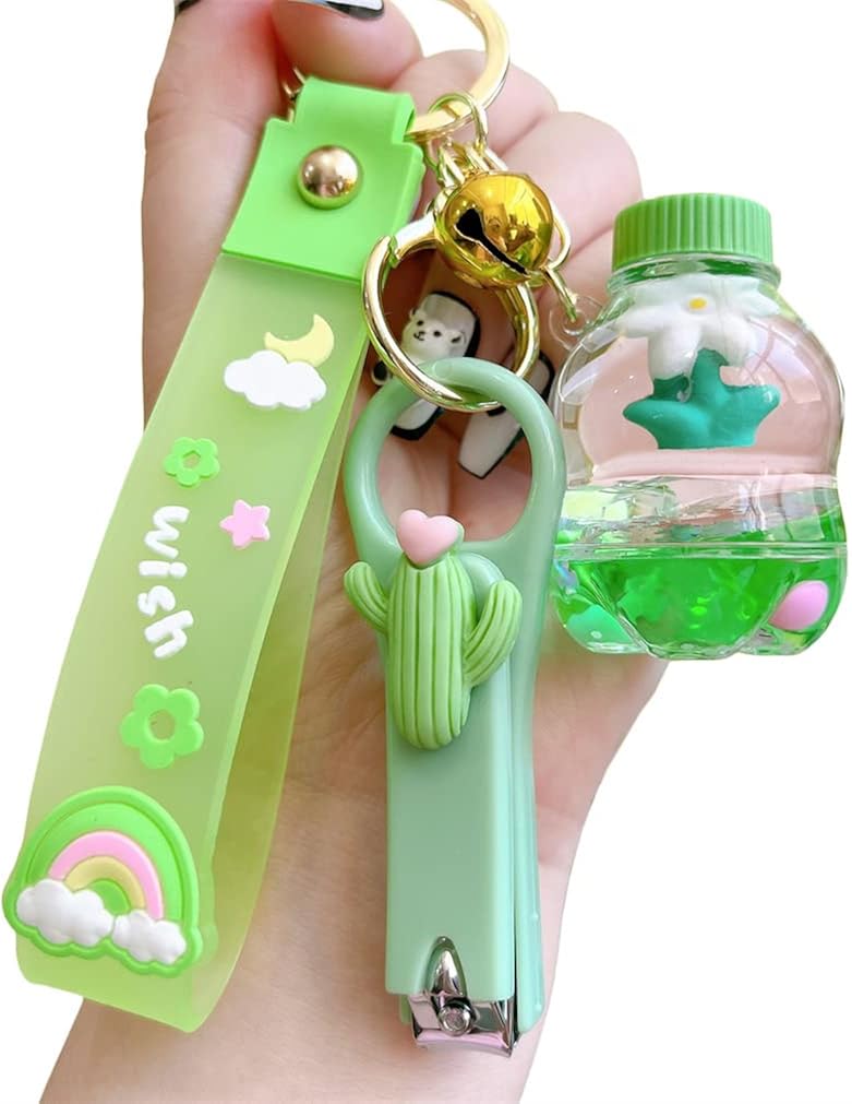 Amazon.com: Ergugos Acrylic Oil Floating Flower Keychain Bottle Cactus Nail Clipper Combination ...