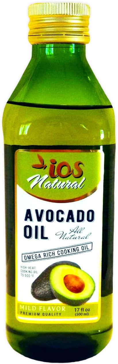 Amazon.com : IOS Natural 100% Pure Avocado Oil 17oz, High-Heat Cooking ...