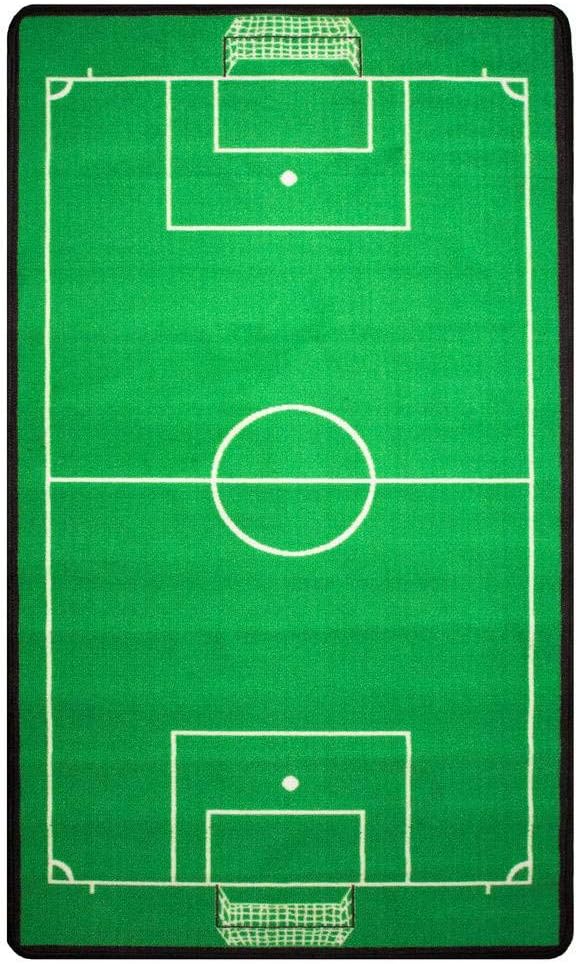 Amazon.com: Children's Football Pitch Mat Green Rug with Goals Nets 2'7 ...