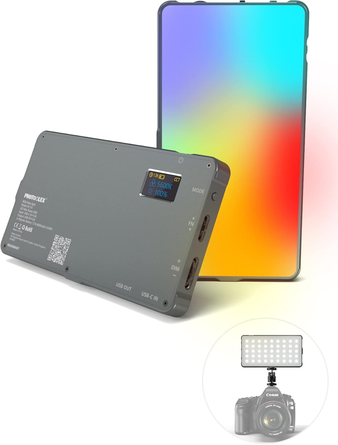 Amazon.com : PHOTOOLEX RGB Video Light on Camera for Professional DSLR ...