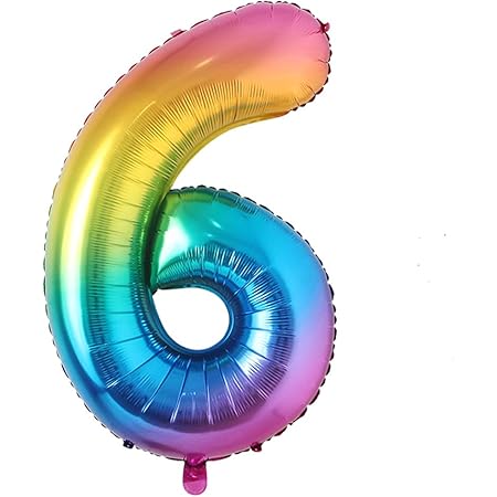 Amazon.com: Giant, 40 Inch Jelly Number 6 Balloon - Rainbow 6 Balloon ...