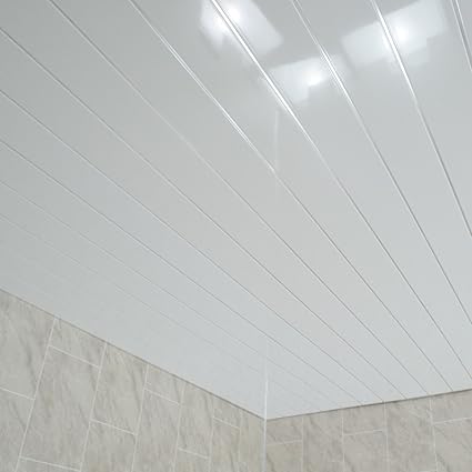 Claddtech White ceiling panels splashbacks - bathroom wall cladding ...