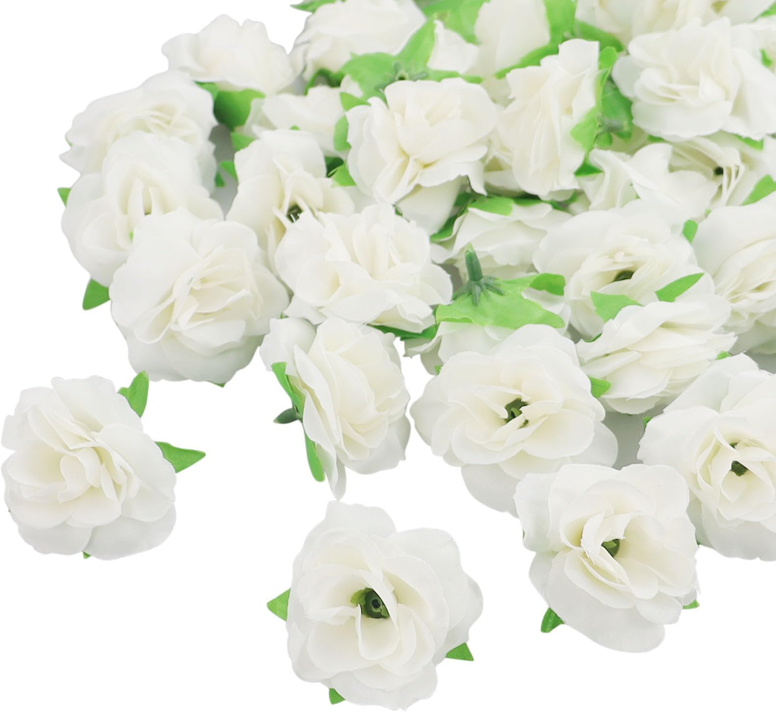 HXMJIED 50PCS White Artificial Rose Flower Heads, Mini Flowers, Mini ...