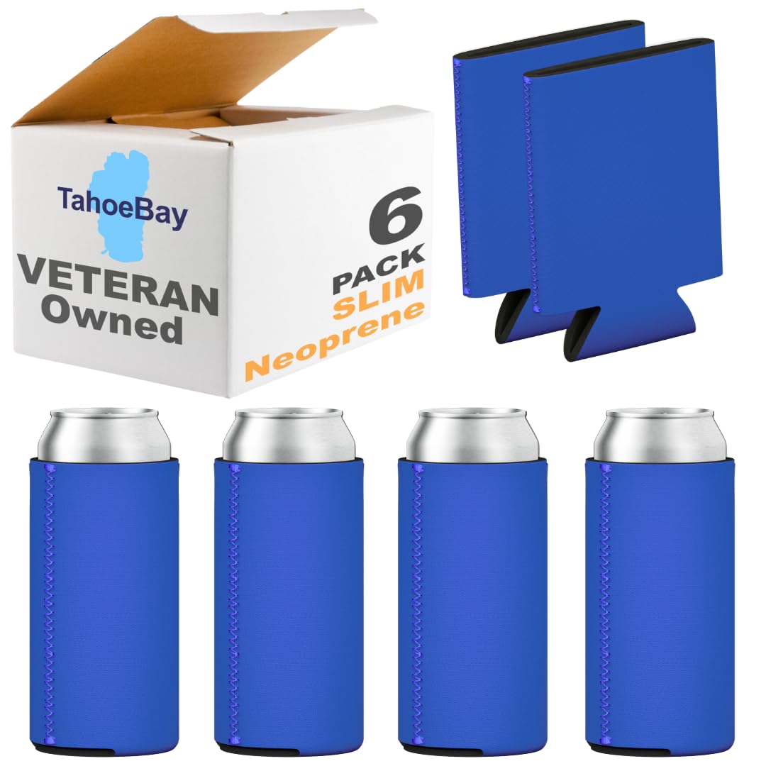 TahoeBay Slim Can Coolers - Blank Neoprene Beer Sleeves (Royal Blue ...