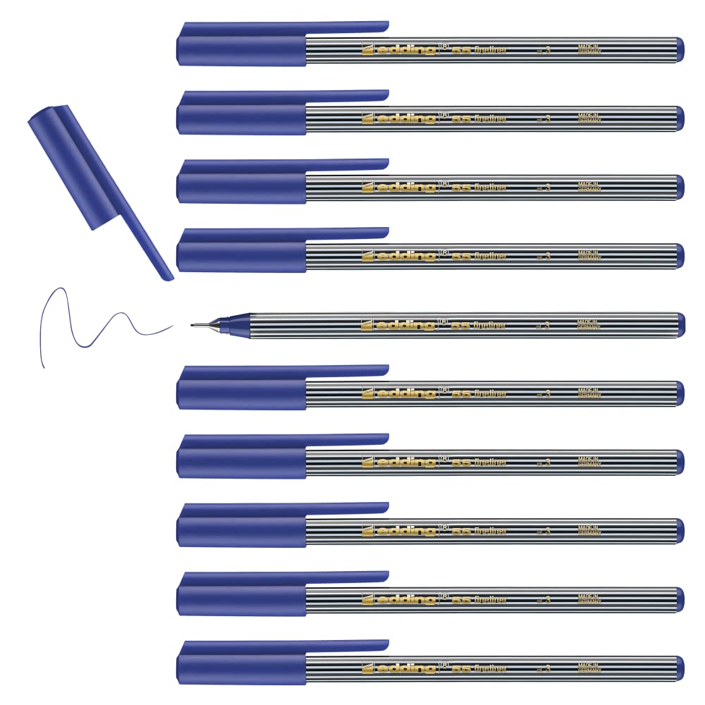 Amazon.com: edding 55 Fineliner Pack of 10 - Blue : Office Products