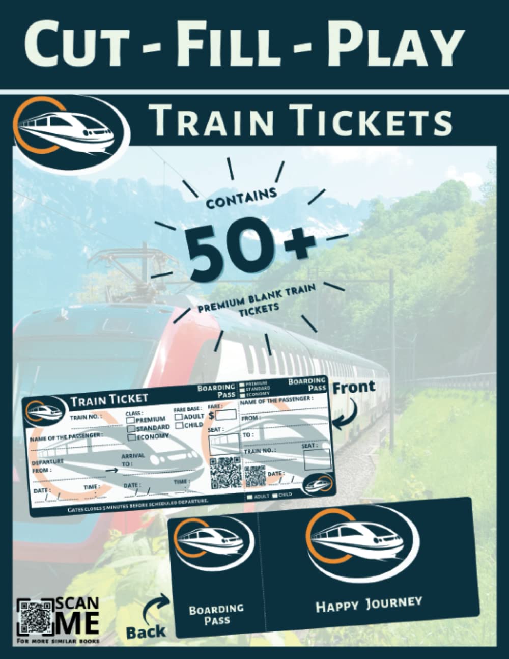 Cut-Fill-Play Train Tickets: Blank train tickets, premium coloured ...