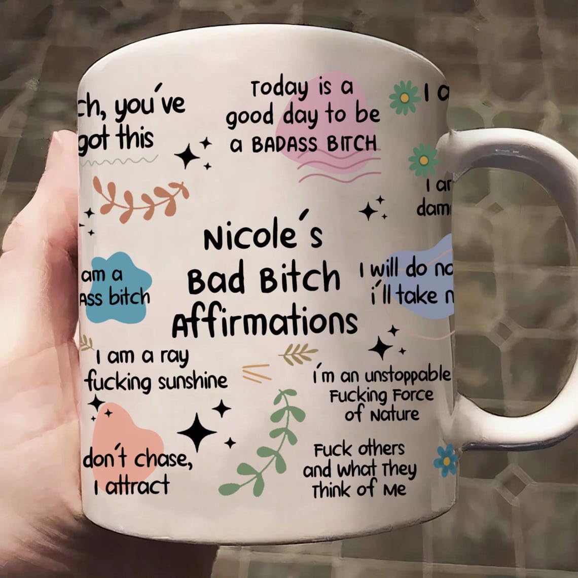 Amazon.com: Bad Bitch Affirmations Cups Funny Self Love Coffee Mug Gift ...