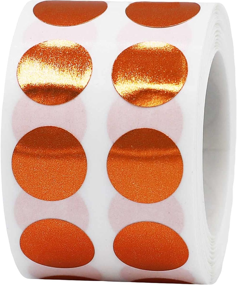 Metallic Bronze Circle Stickers, 13 mm 1/2 Inch Dot Shiny Labels 1000 ...