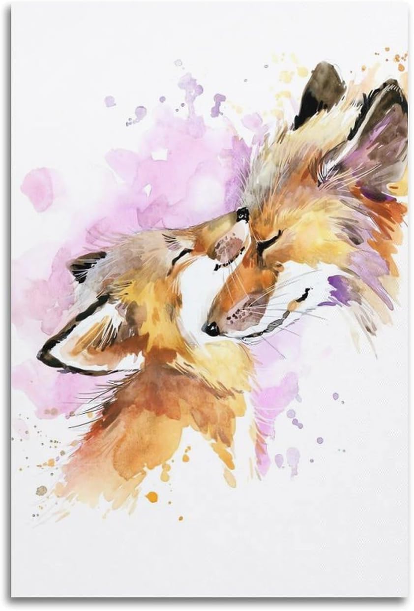 Amazon.com: Foxes Posters Canvas Wall Art Pet Canvas Painting ...