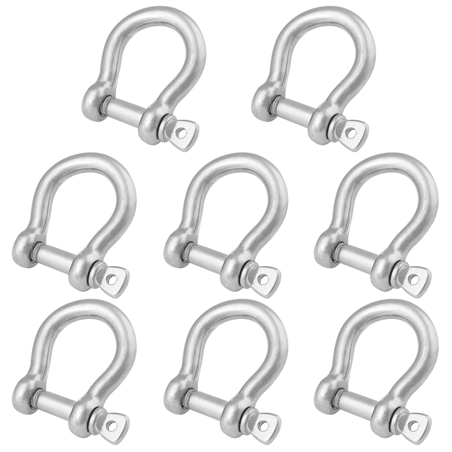 8 Packs 1/2 Inch 304 Stainless Steel D Ring Shackles Set for Outdoor ...