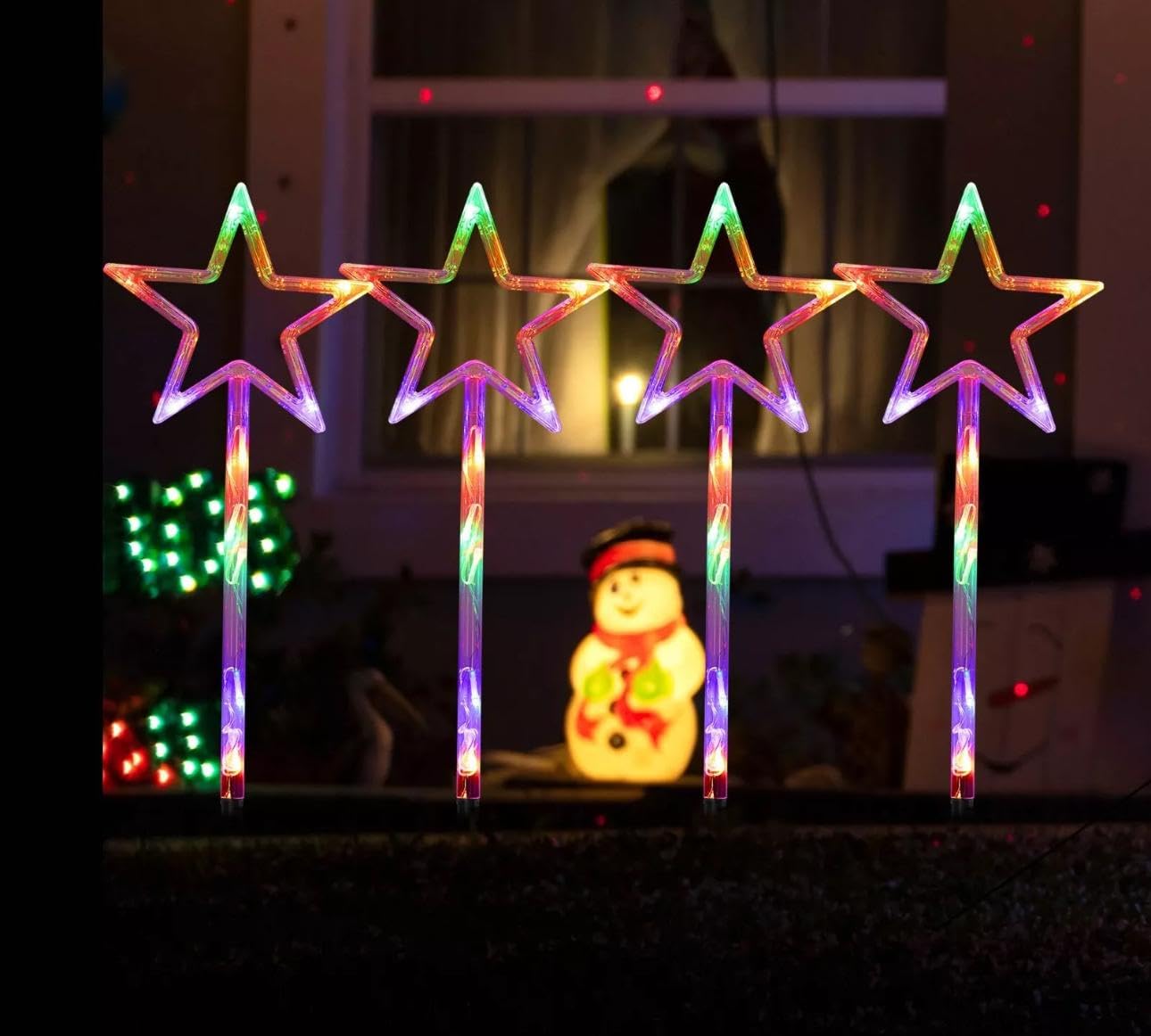 ADEPTNA 4 Pack Multicolour Led Christmas Star Stake Lights - Battery ...