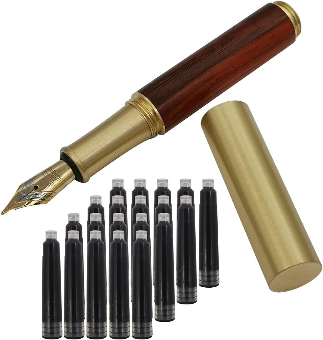 Amazon.com : SIPLIV Handcrafted Brass Wooden Fountain Pen Short ...
