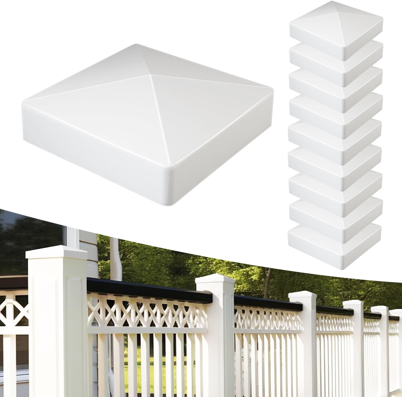 Amazon.com : UCINNOVATE 10-Pack 4x4 Vinyl Fence Post Caps 4" x 4 ...