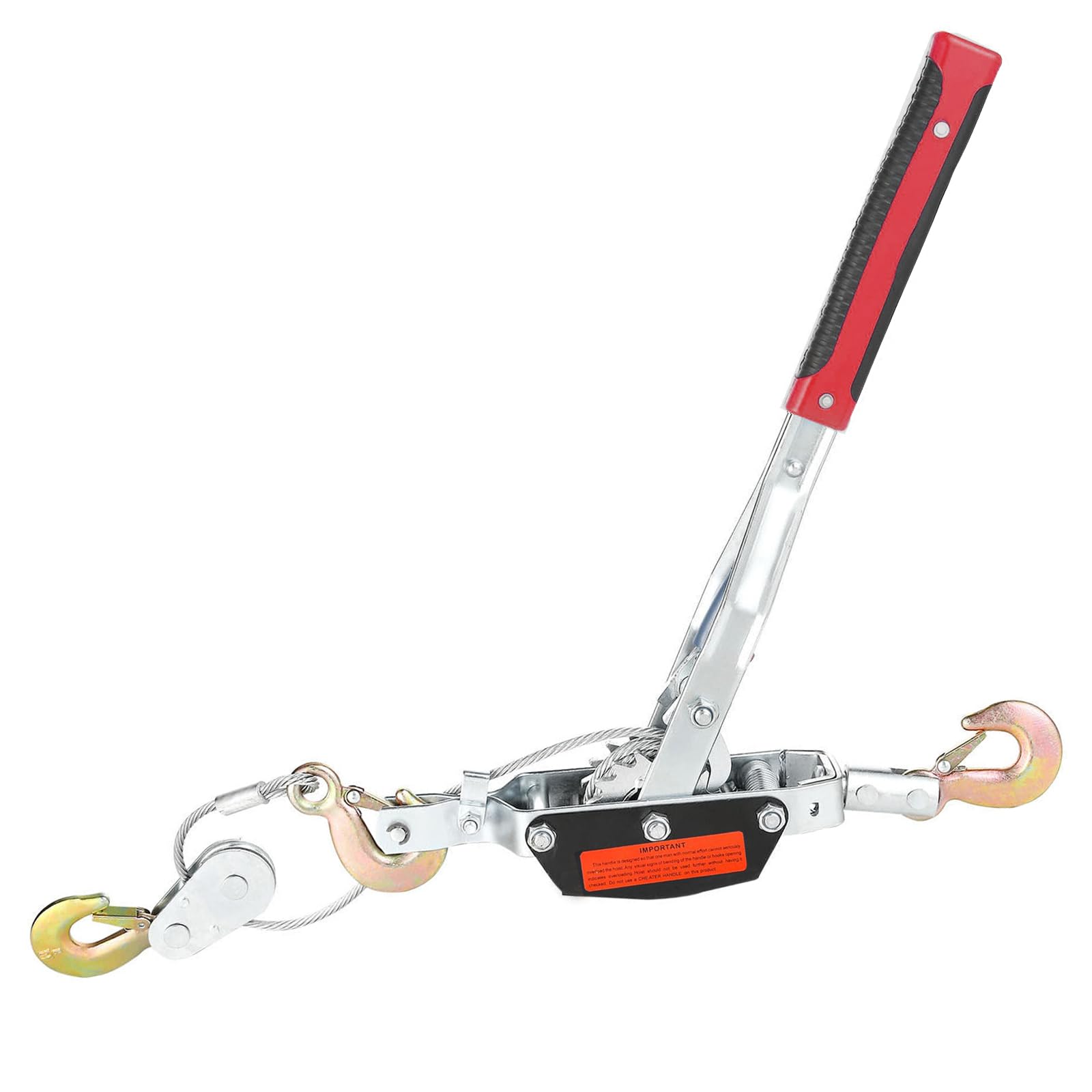 5 Ton Come Along Winch, Heavy Duty 3 Hook Steel Cable Dual Gear Power ...