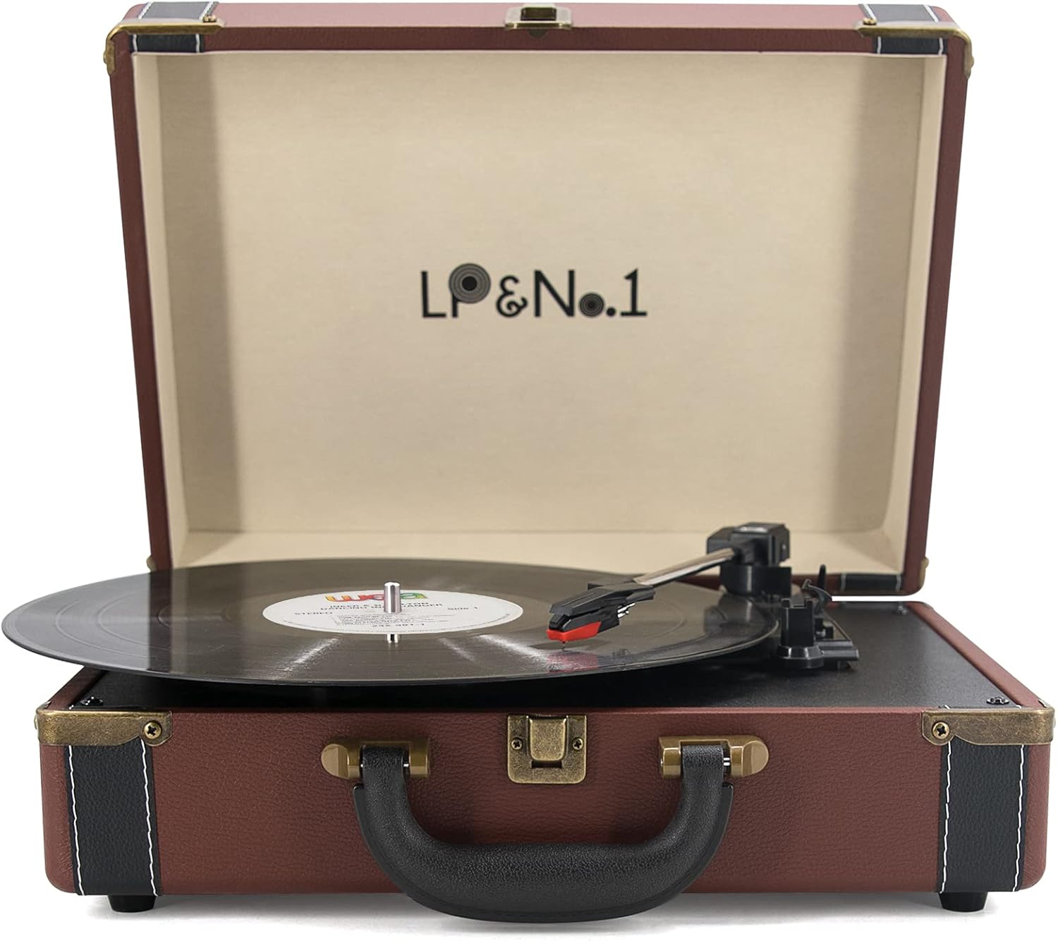 LP&No.1 Suitcase Vinyl Record Player, 3 Speed Portable Turntable with ...