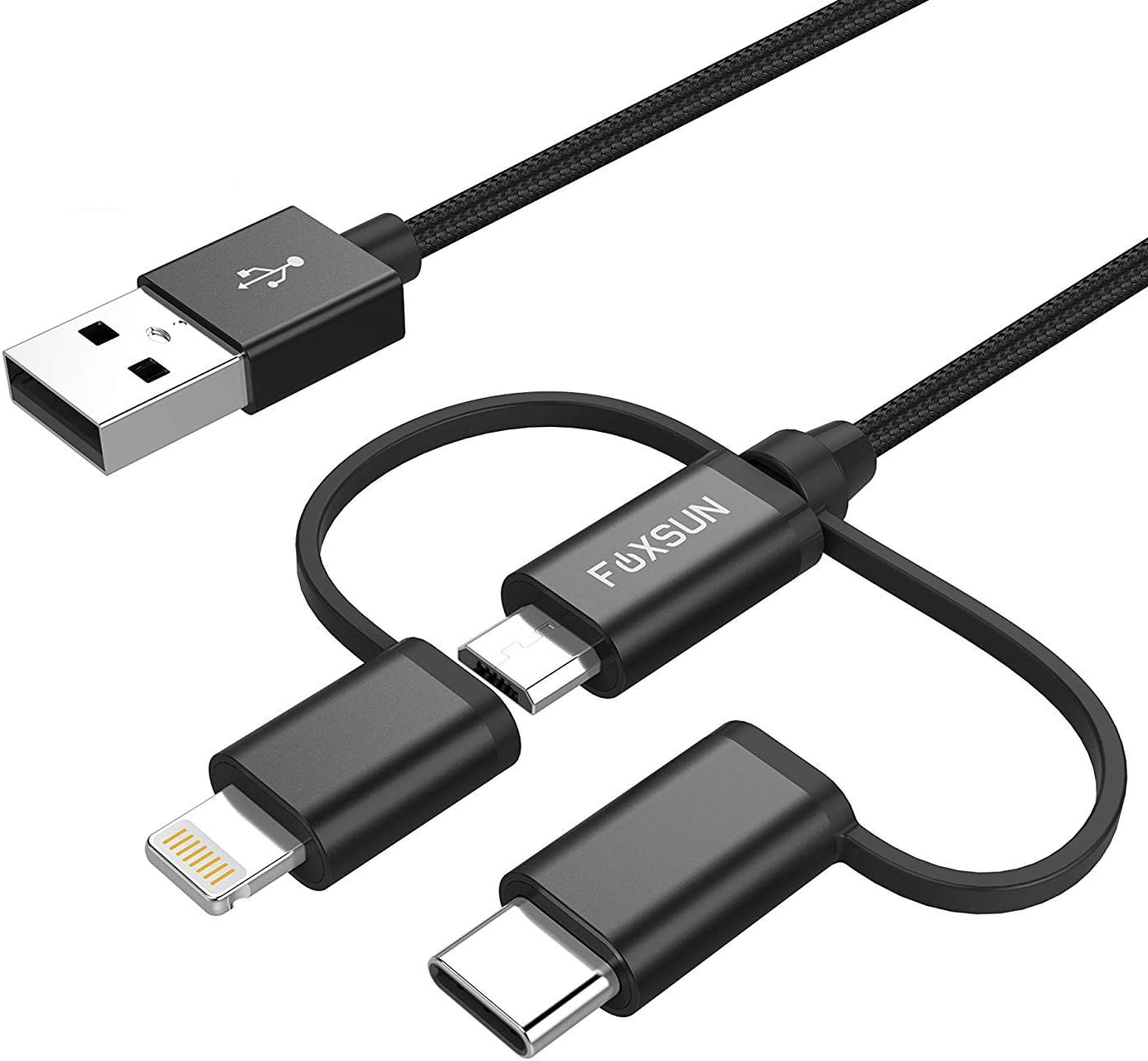 Amazon.com: FOXSUN Multi USB Charging Cable MFi Certified Nylon Braided ...