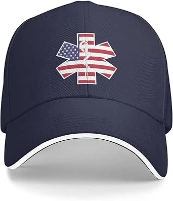 EMS Star of Life EMT Paramedic Medic American Flag Baseball Golf Cap ...