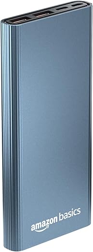Amazon Basics 10000mAh 22.5W Lithium-Polymer Metal Power Bank | Dual Input, Triple Output | Fast ...