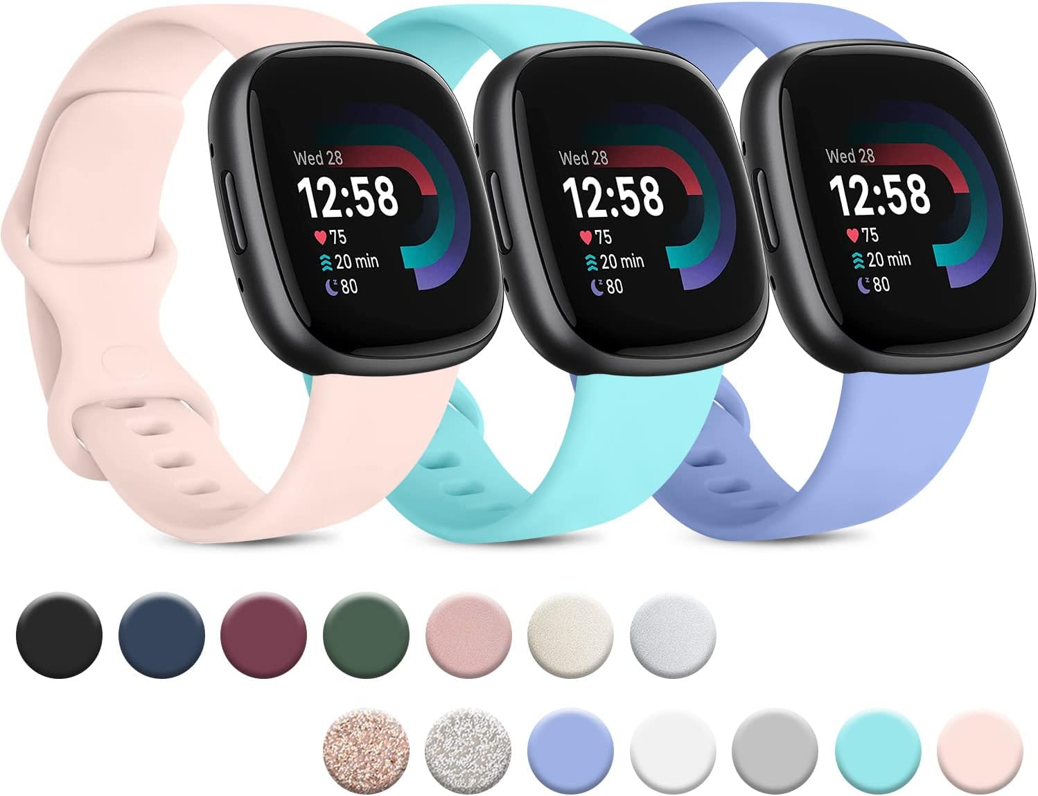 Amazon.com: 3 Pack Bands Compatible with Fitbit Versa 4,Versa 3,Sense 2 ...