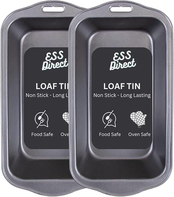 ESS DIRECT 2 Pack Nonstick Bread Pan Set With Teflon Coating - 2lb Loaf ...