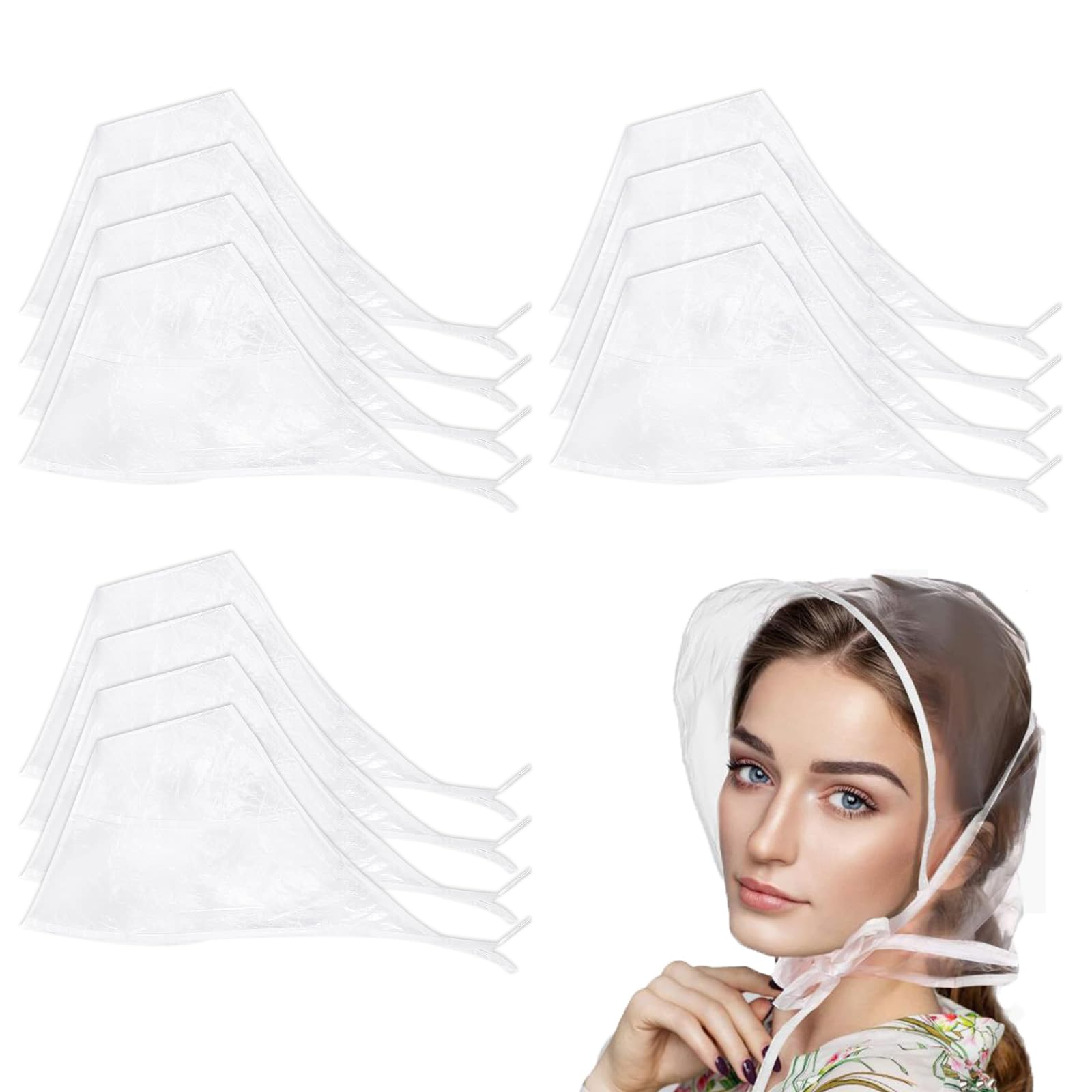 EULAPGOE 12 Pieces Rain Bonnet with Visor Clear Waterproof Rain Scarf ...